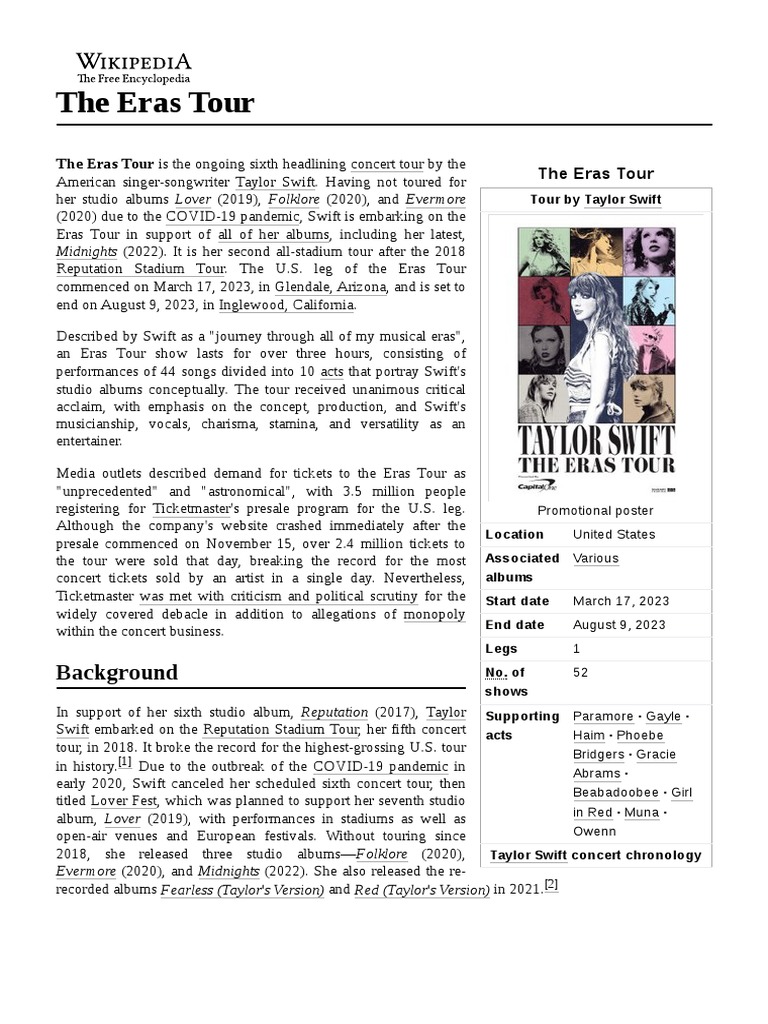 The Eras Tour | PDF | Taylor Swift