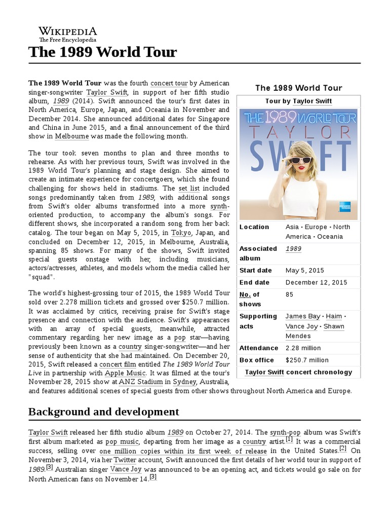 The 1989 World Tour | PDF