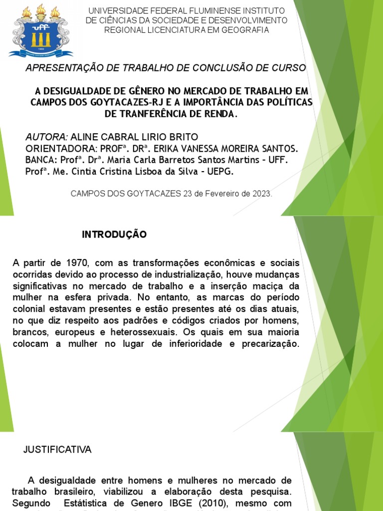 Slides TCC | PDF | Interseccionalidade | Família