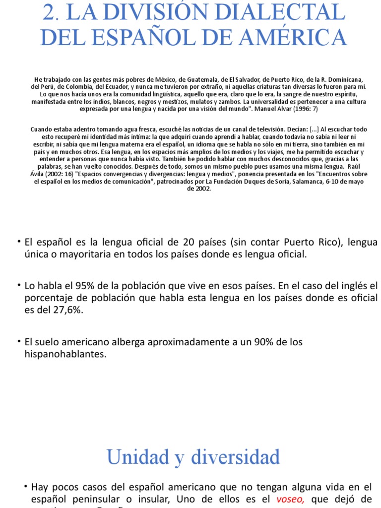 2. División Dialectal Del Español de América | PDF