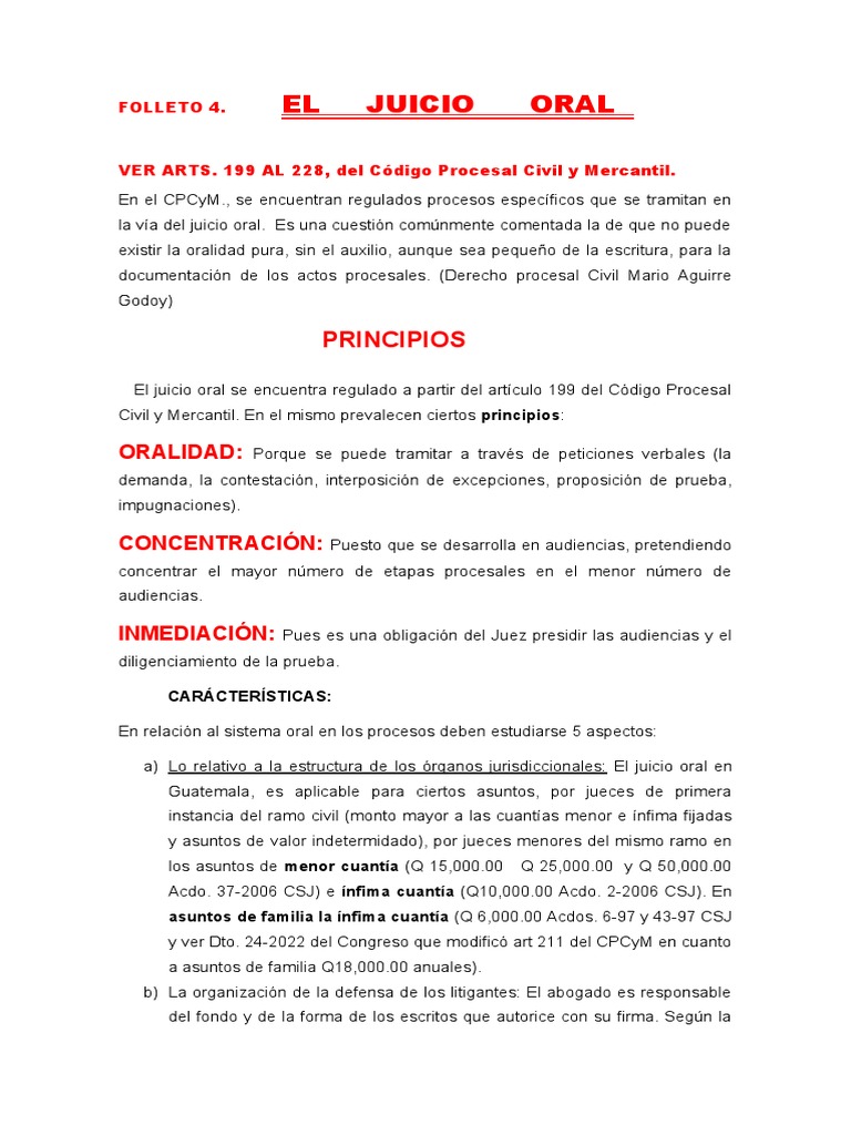 Folleto 4. El Juicio Oral | PDF | Sentencia (ley) | Demanda judicial