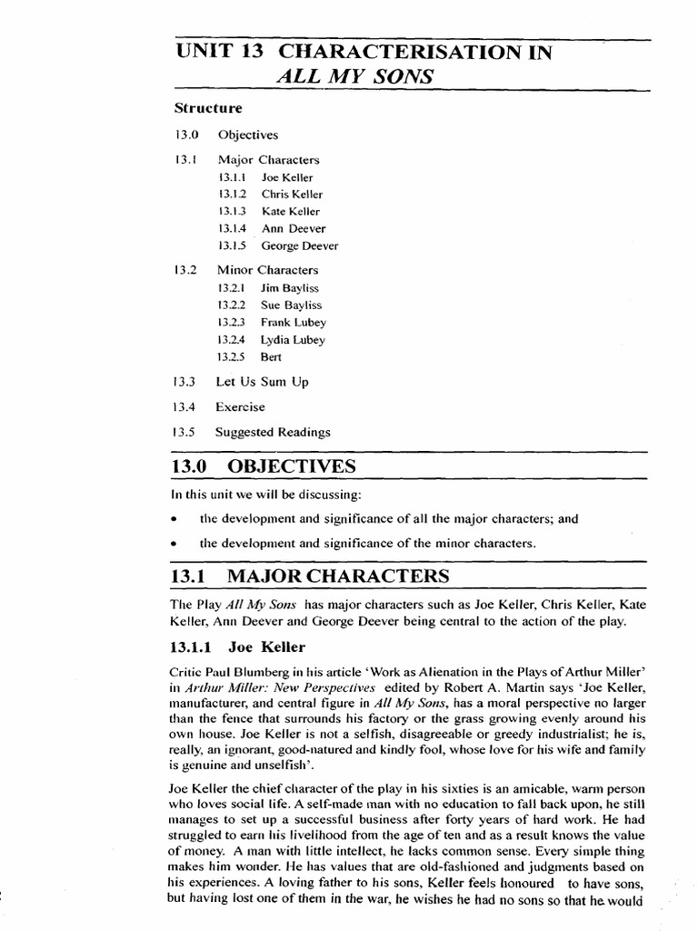 Character Analysis in All My Sons | PDF