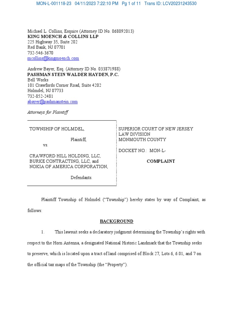 Horn Antenna Complaint | PDF | Eminent Domain | Declaratory Judgment