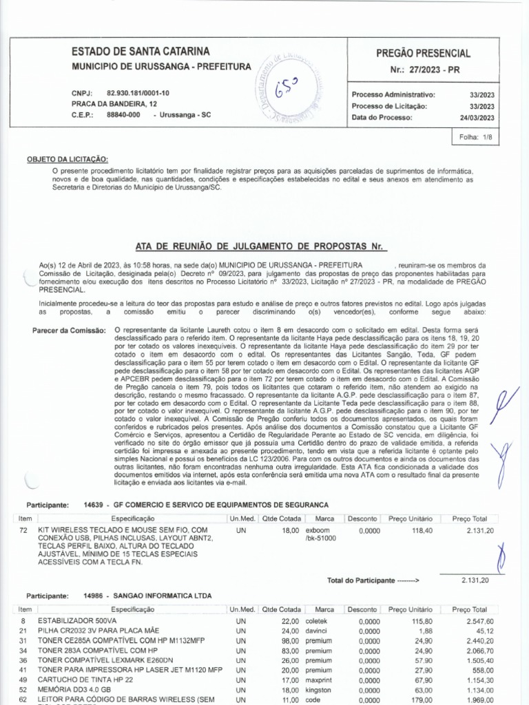 Ata Final PL 33 2023 PR 27 2023 | PDF