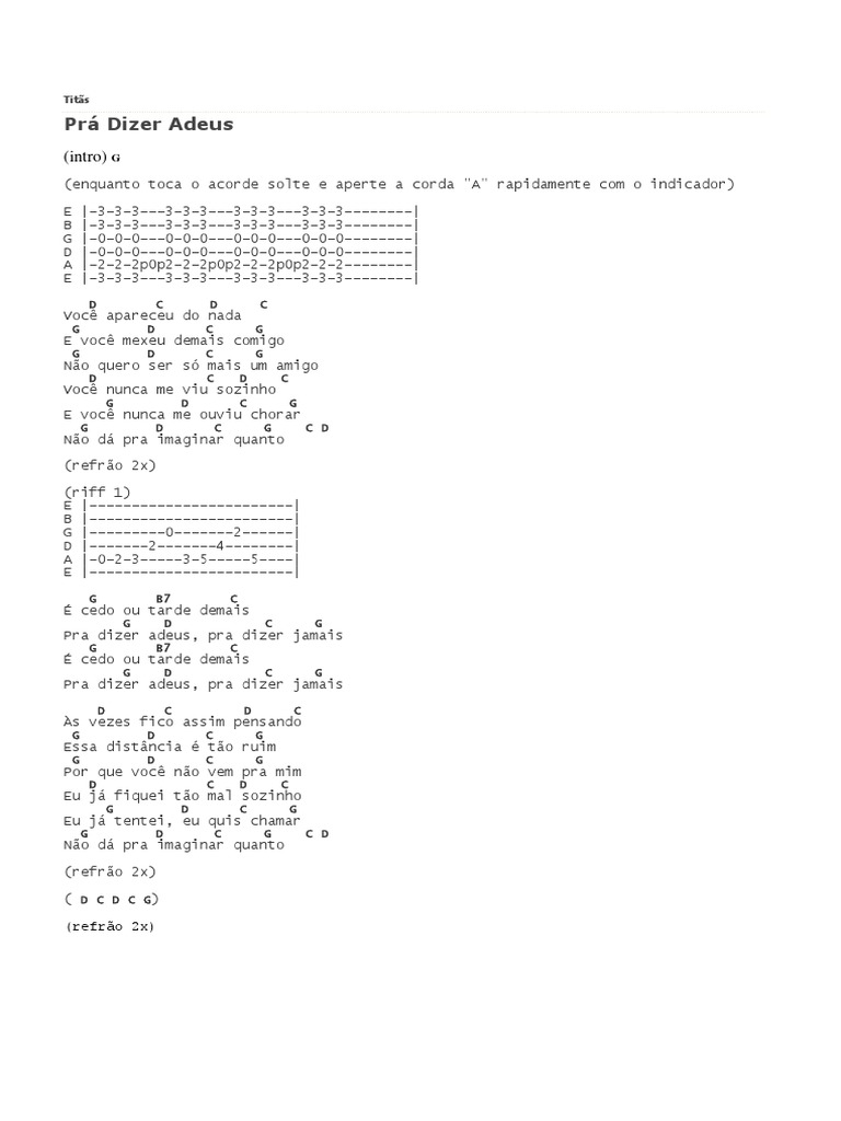 Titãs - Pra Dizer Adeus | PDF