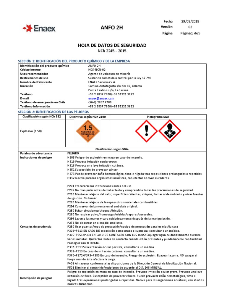 Anfo 2H (HDS) | PDF | Química | Ciencias fisicas