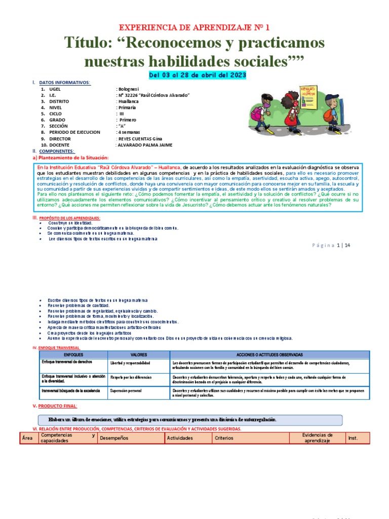 Título: "Reconocemos y Practicamos Nuestras Habilidades Sociales"" | PDF | Geometría | Aprendizaje