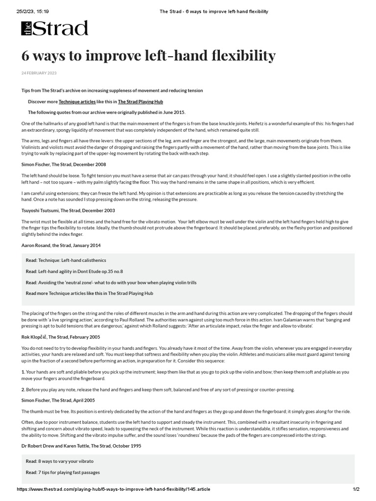 6 Ways To Improve Left-Hand Exibility: Technique Articles The Strad ...