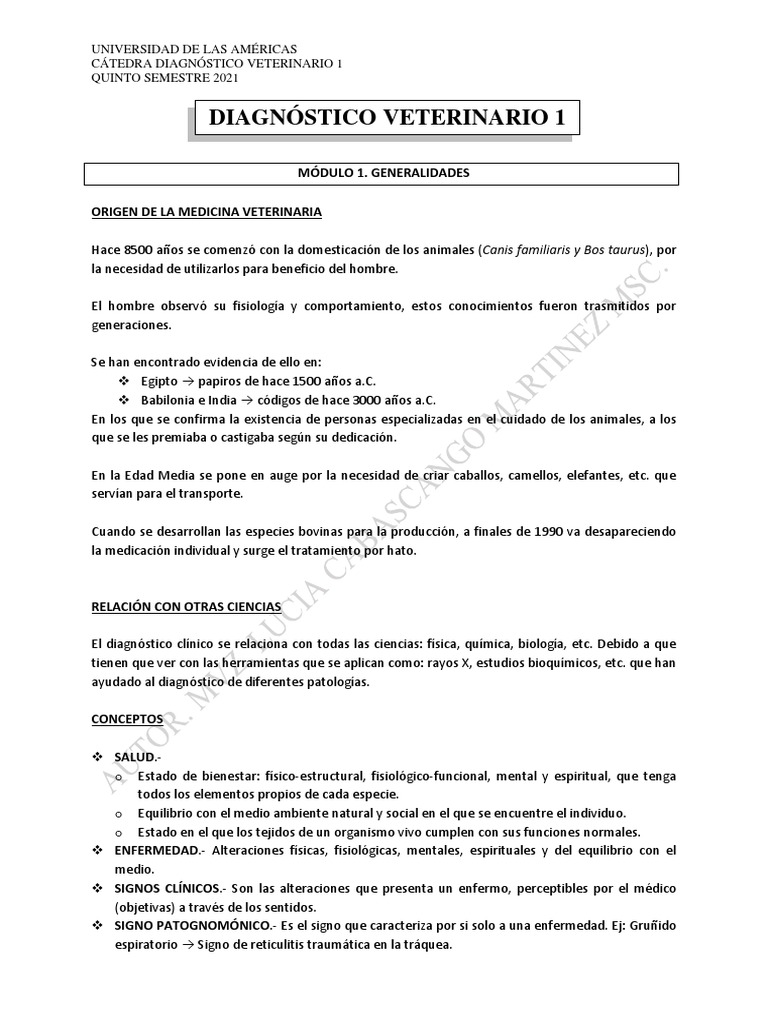 Libro Diagnóstico Veterinario 1 (2021) - Dra. Lucía Cabascango Martínez | PDF | Síntoma | Diente