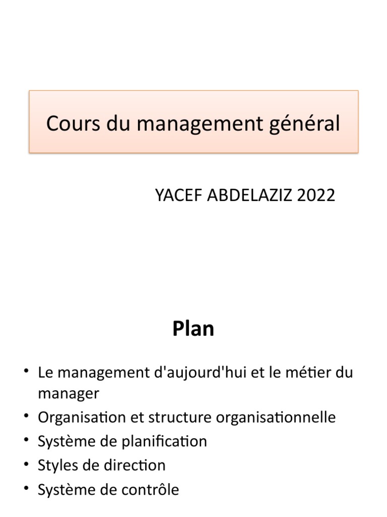 Cours management gratuit Management général | PDF | Planification ...
