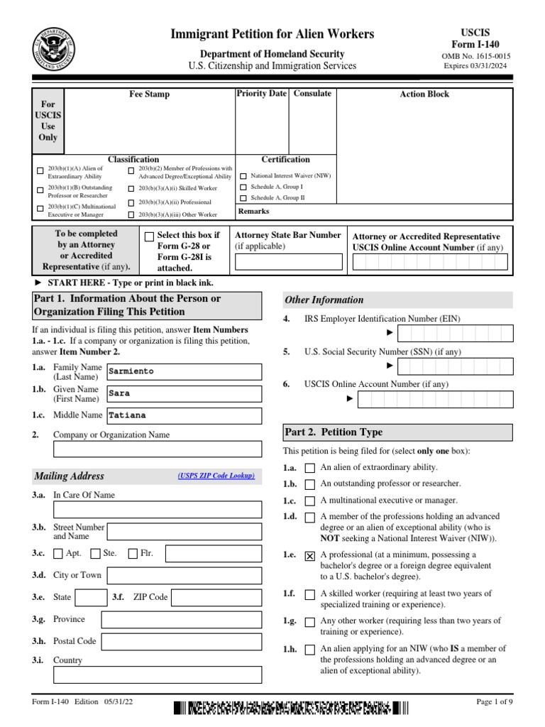 Immigrant Petition For Alien Workers: U.S. Citizenship and Immigration ...