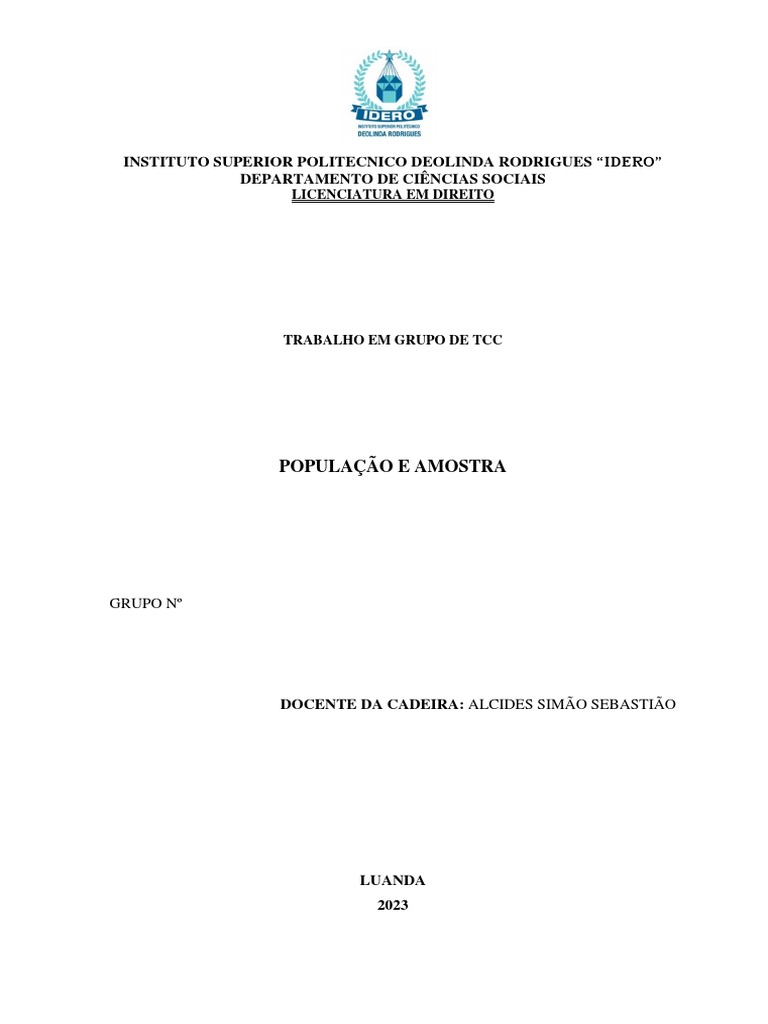 TCC: População e Amostra em Direito | PDF | Carreira e Crescimento
