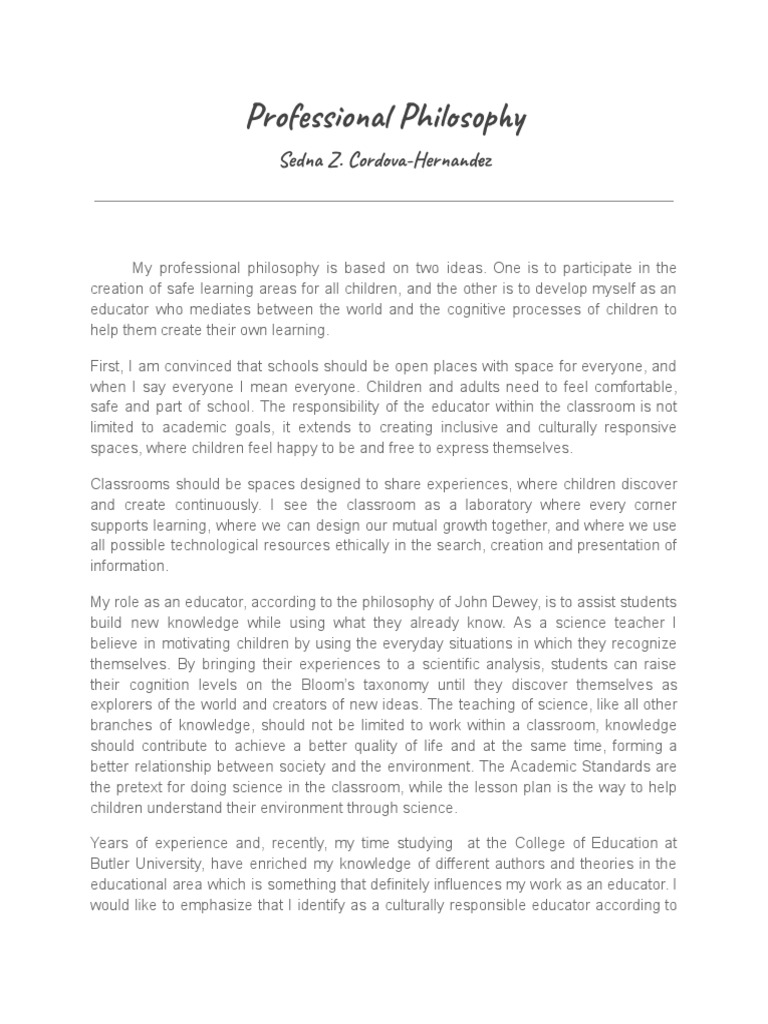 Amanda Reynolds' Professional Philosophy | PDF | Wellness | Science ...