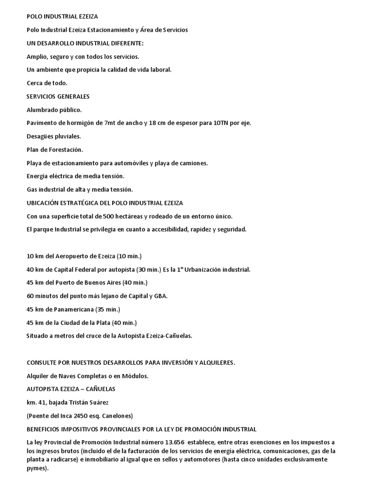Polo Industrial Ezeiza | PDF | Buenos Aires