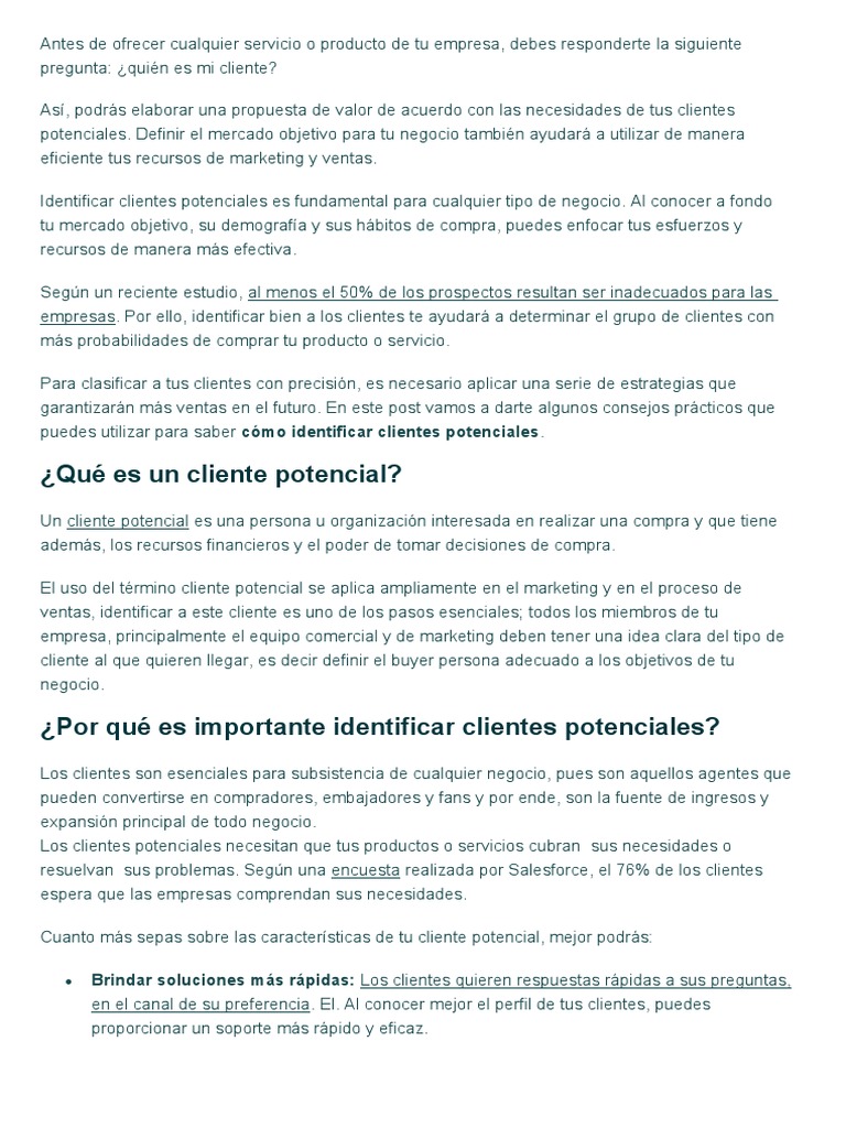 Cómo Identificar Clientes Potenciales | PDF | Marketing | Cliente