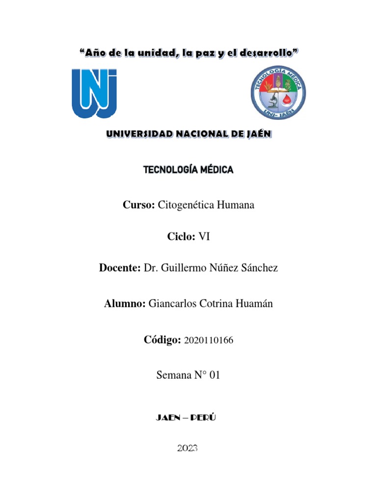 Curso: Citogenética Humana: Semana #01 | PDF | Cromosoma | Adn