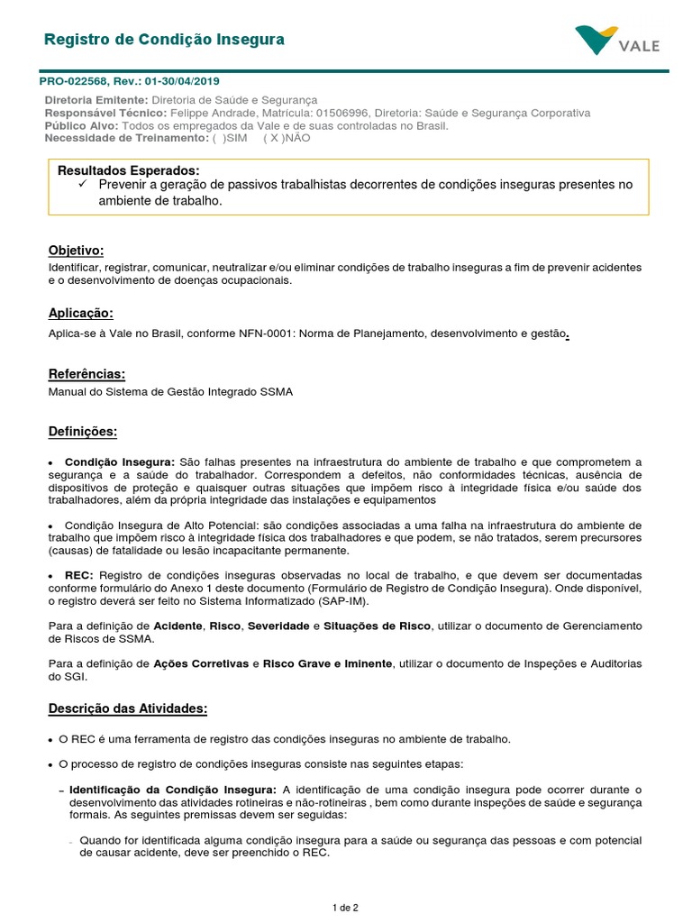 Identificando e resolvendo condições inseguras no ambiente de trabalho ...