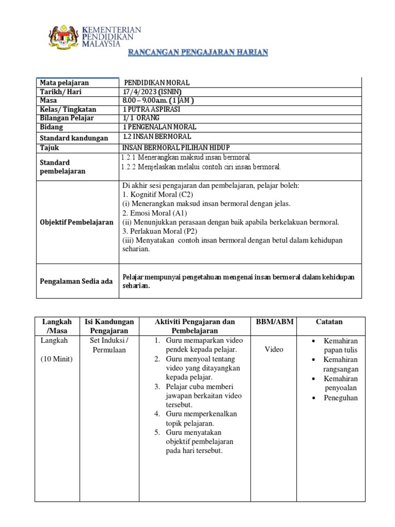 RPH Week 4 (Isnin) | PDF | Karier & Perkembangan