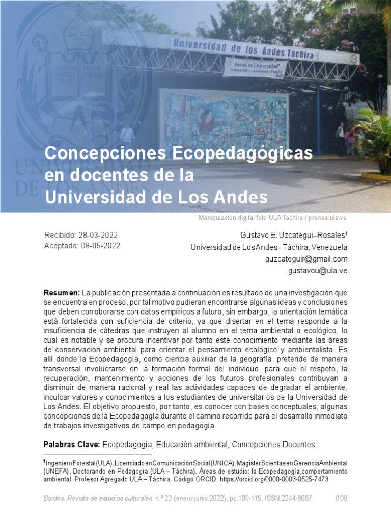Ecopedagogical Conceptions in Teachers of The University of Los Andes ...