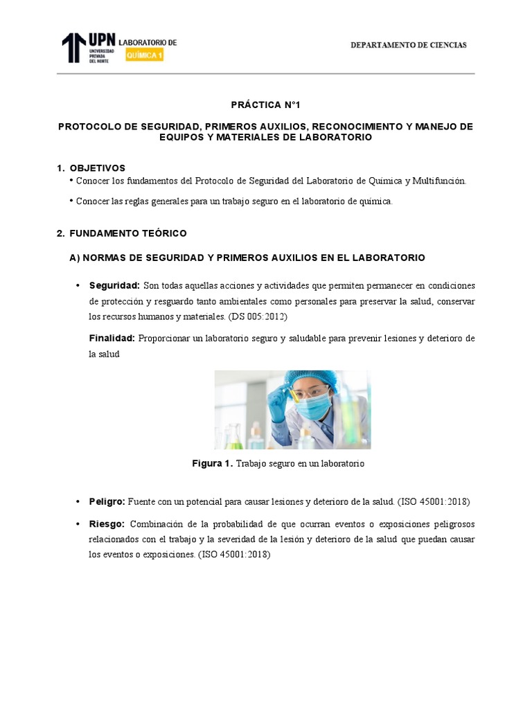 Práctica #1 - Protocolo de Seguridad y Primeros Auxilios en Laboratorio y Reconocimiento y ...