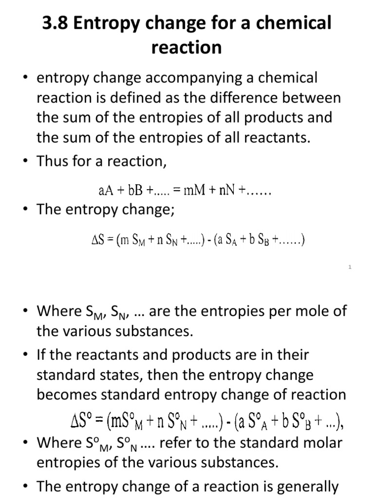 Entropy Change for Chemical Reaction | Entropy | Chemical Substances