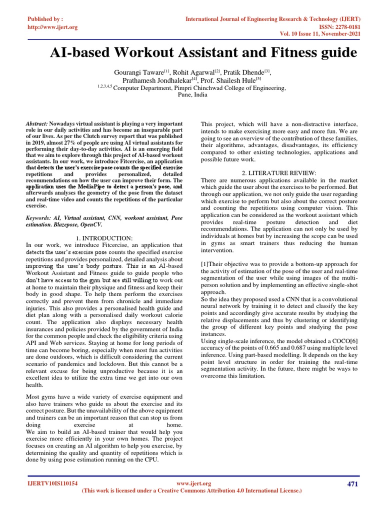 AI-based Workout Assistant and Fitness Guide | PDF | Machine Learning ...