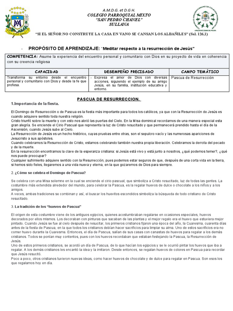 Fichas Pascua de Resurreccion | PDF | Pascua de Resurrección | La ...