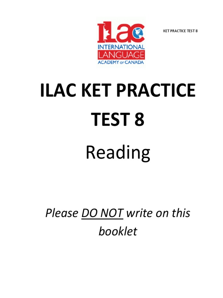 ILAC PRACTICE TEST KET 8 - Booklet | PDF