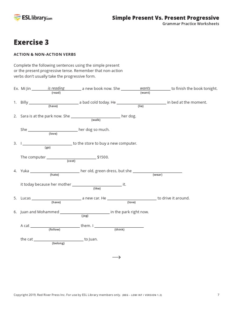 Pres. Simple, Cont - EX | PDF | Linguistic Morphology | Languages