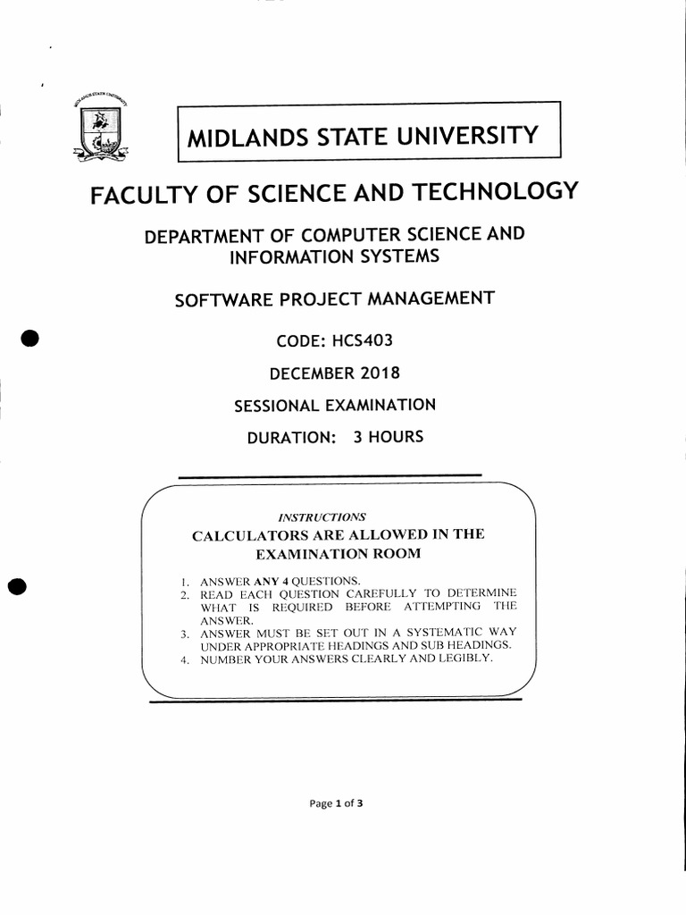 HCS403 Nov 2018 | PDF | Project Management | Computing