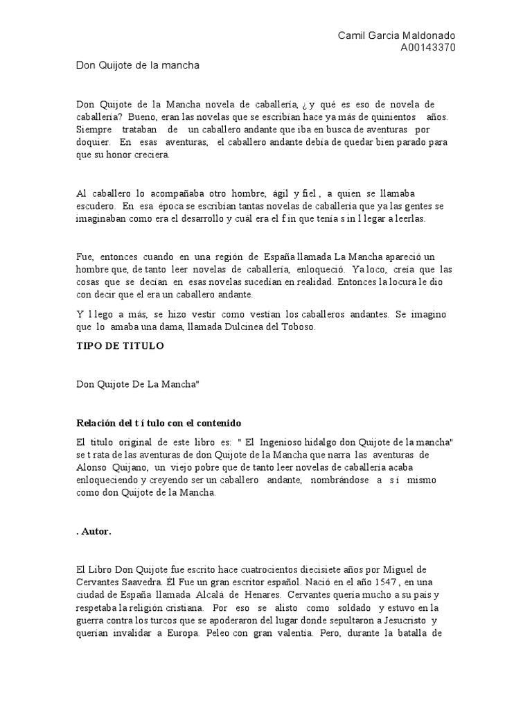 Don Quijote de La Mancha | PDF | Don Quijote | Novelas