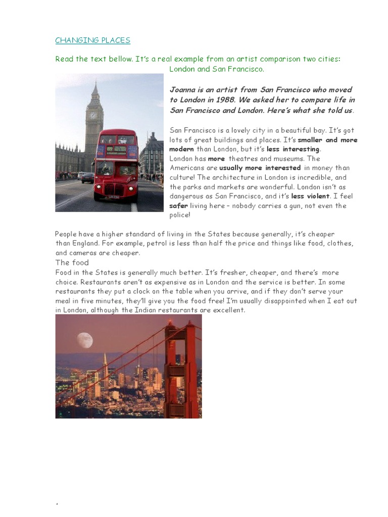 Comparative Superl Text and Exercise Cities | PDF | Prague | London