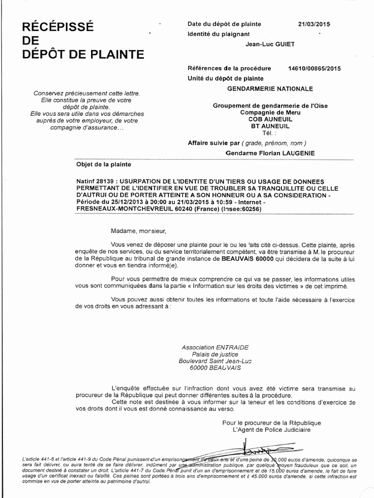 Depot de Plainte | PDF