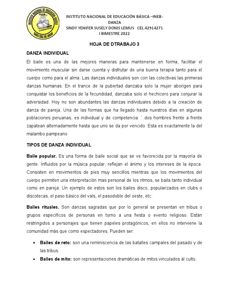 3-Danza Individual | PDF | Bailes | Ritmo