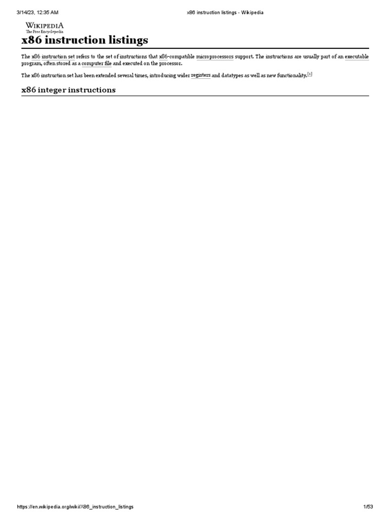 x86 Instruction Listings | PDF | Digital Electronics | Integrated Circuit