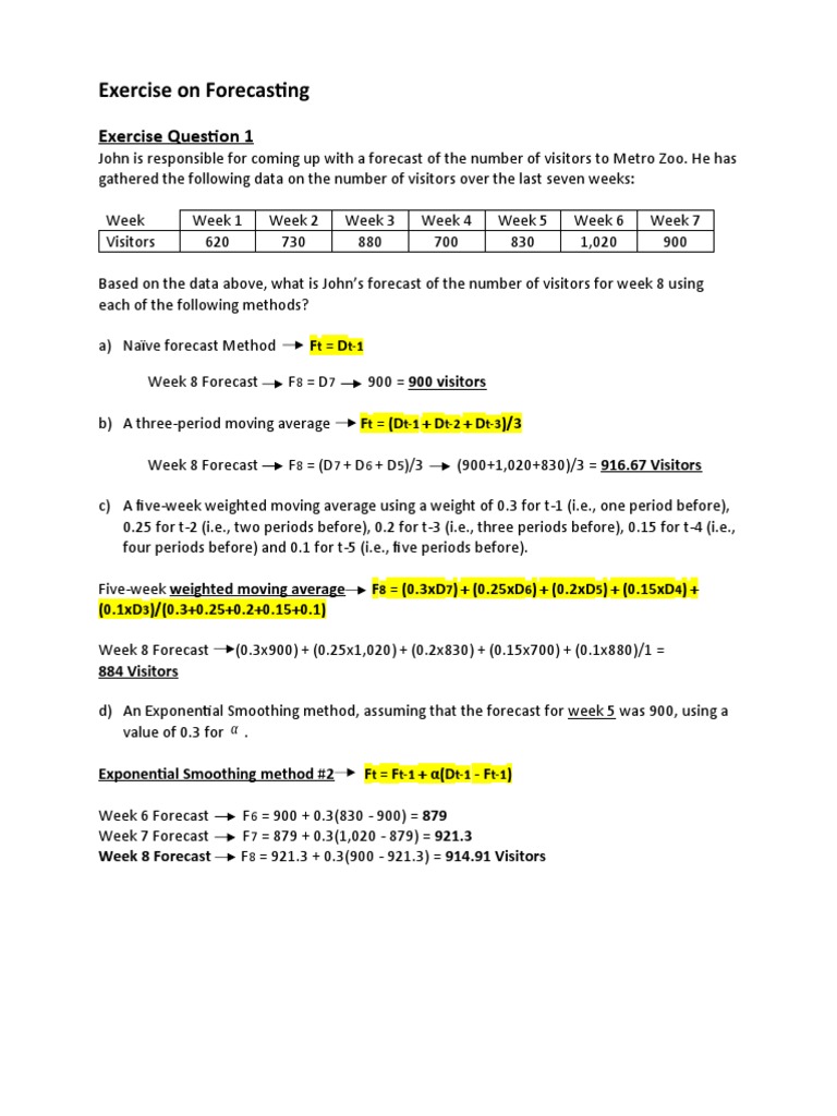 Exercise On Forecasting | PDF | Forecasting | Statistical Theory