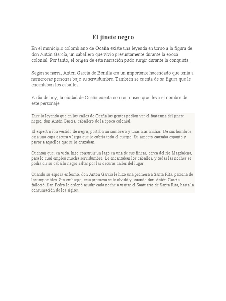 Leyenda del Jinete Negro en Ocaña | PDF | Historia