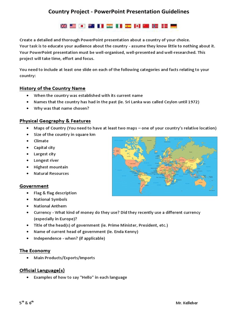 Country Project PPT Guidelines | PDF | Microsoft Power Point | Linguistics