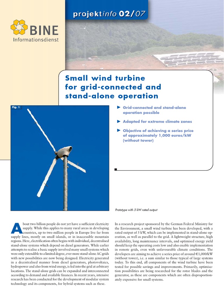 Small Wind Turbine For Grid-Connected and Stand-Alone Operation | PDF ...