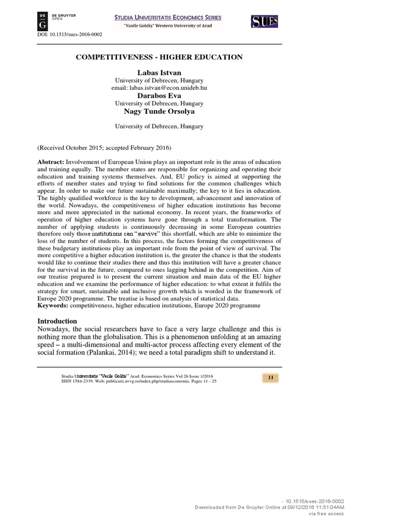 Competitiveness in EU Higher Education | PDF | European Union | Economics