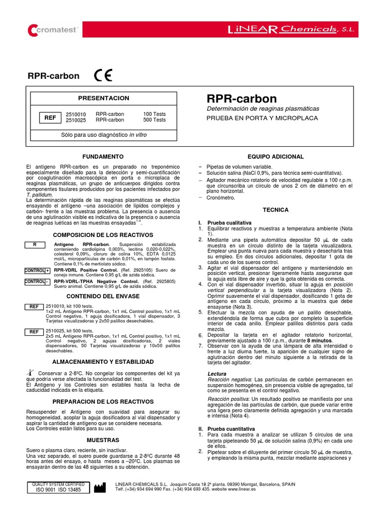 RPR Carbon | PDF | Medicina CLINICA | Especialidades Medicas