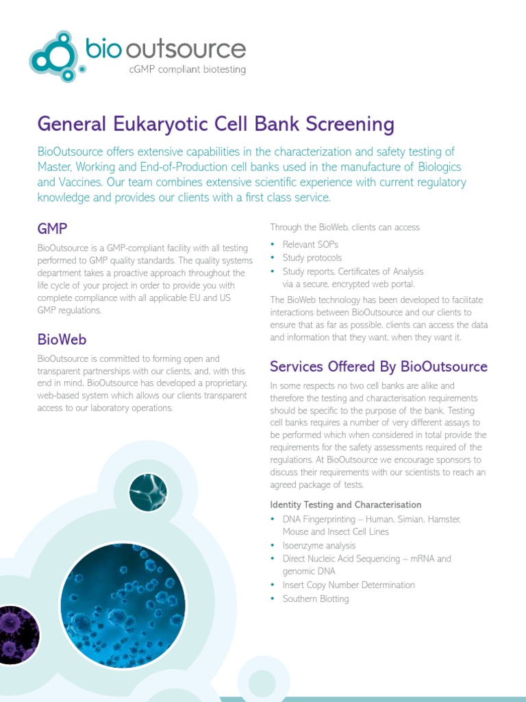 Bio Outsource Master/ Working Cell Banking | PDF | Retrovirus | Genomics