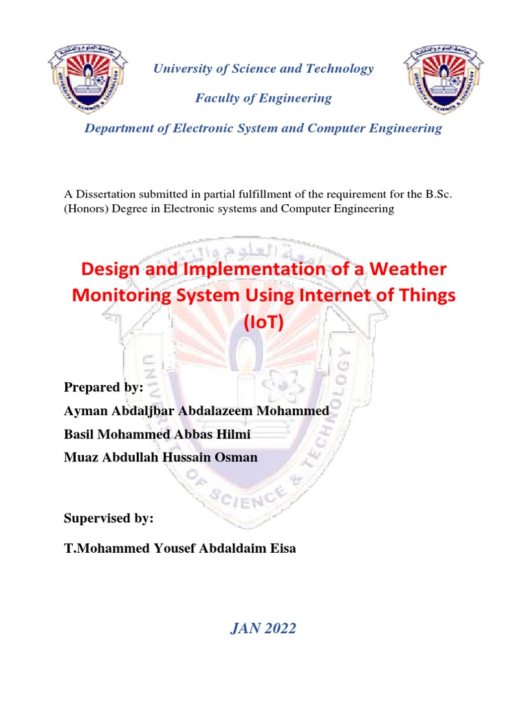 Design and Implementation of A Weather Monitoring System Using Internet of Things | PDF