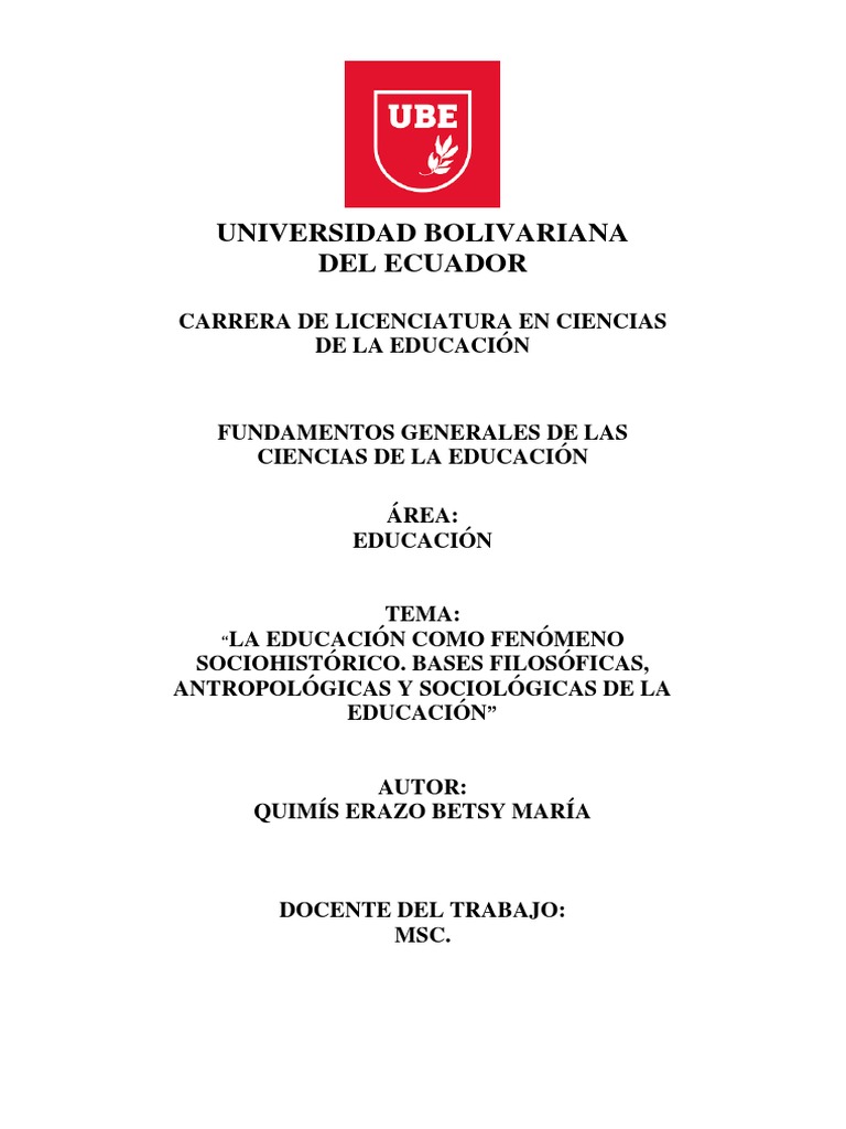 Bases Sociológicas y Filosóficas de la Educación | PDF | Maestros ...