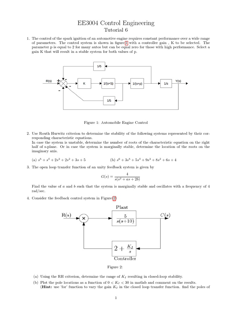 Tutorial 6 | PDF | Control Theory | Electronic Oscillator