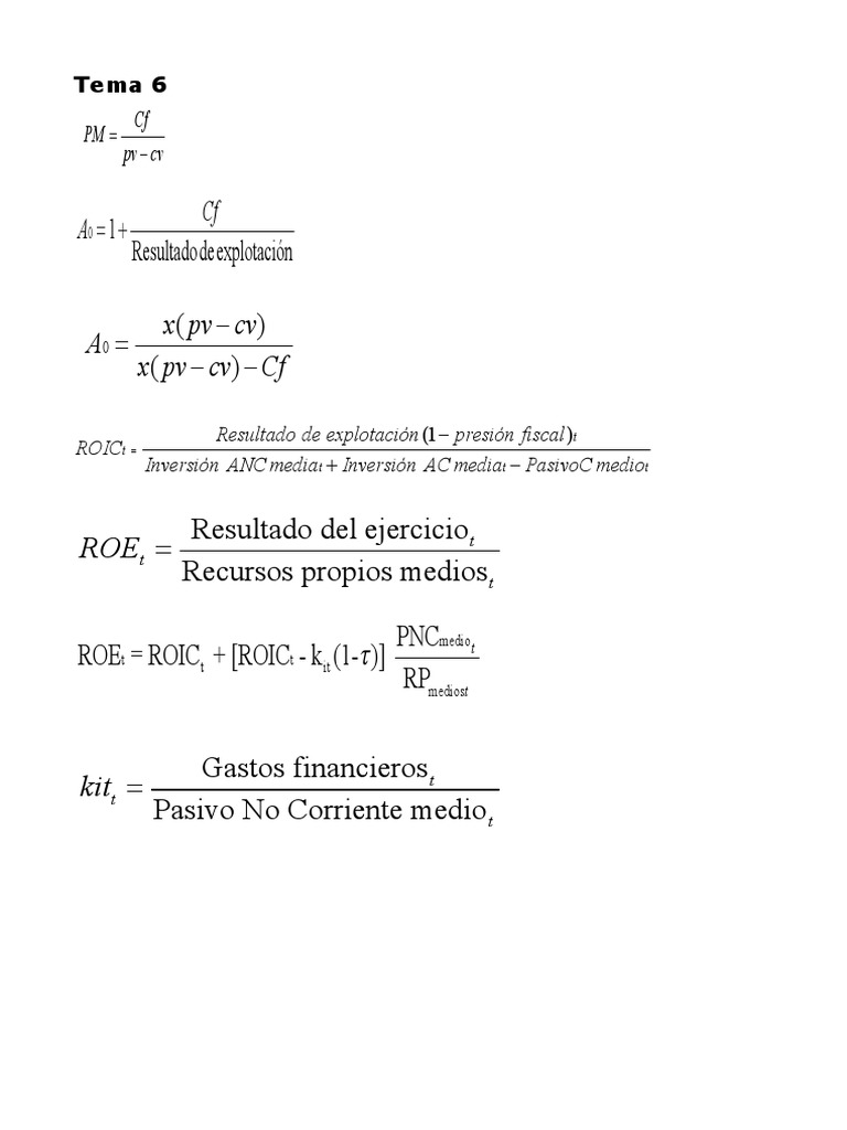 Ejercicios Tema 6 | PDF | Apalancamiento (Finanzas) | Rentabilidad sobre recursos propios