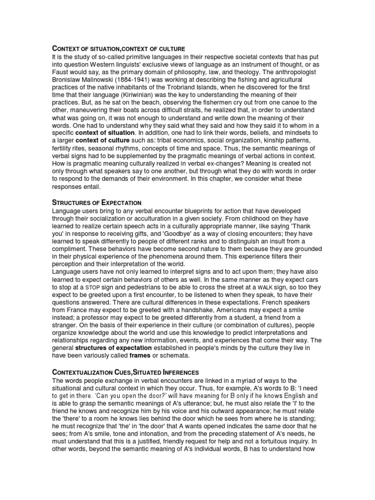Context of Situation | PDF | Cognition | Linguistics