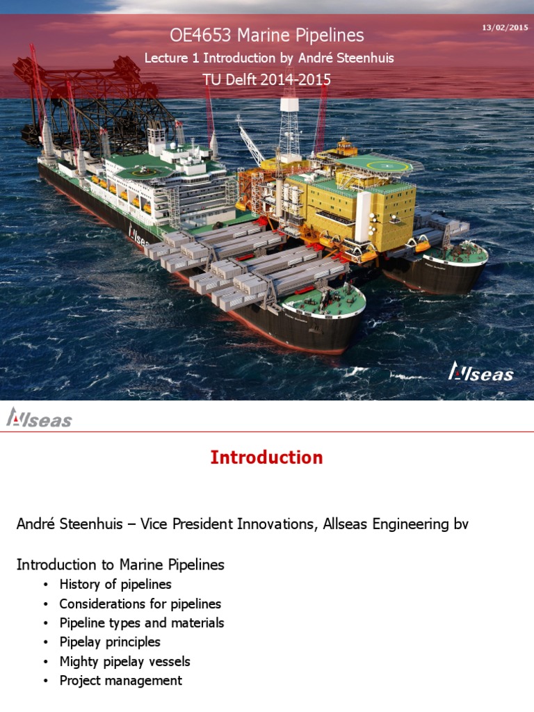 1-1-01 OE4652 Marine Pipelines - Introduction 2014-2015 | PDF | Pipe ...