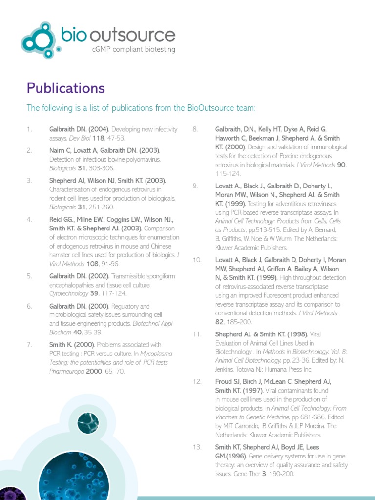 BioOutsource Publications | PDF | Retrovirus | Biotechnology