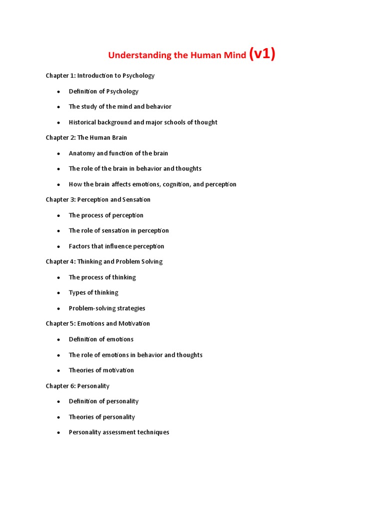 Understanding The Human Mind | PDF | Thought | Psychology